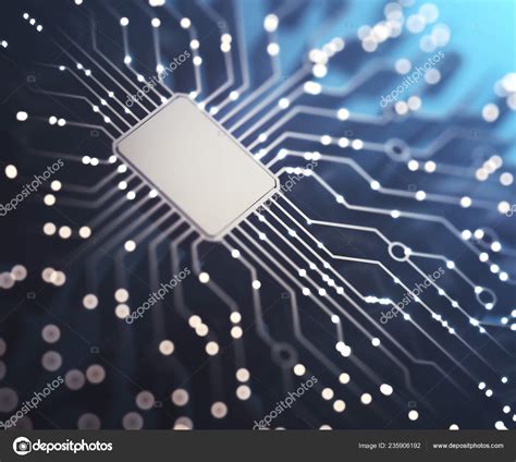Microchip Gold Connections Depth Field Concept Technology Electronic