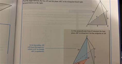 Find The Angle Between The Line Ad And The Plane Abc In The Triangular Ba