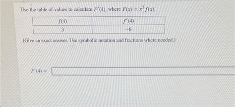 Solved Jse The Information About Values Of The Functions And Chegg Com