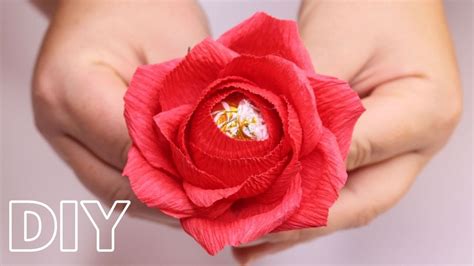 Роза из гофрированной бумаги с конфетой Diy Crepe Paper Rose Youtube