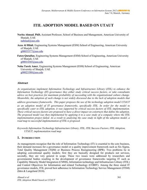 Itil Adoption Model Based On Utaut Iseing