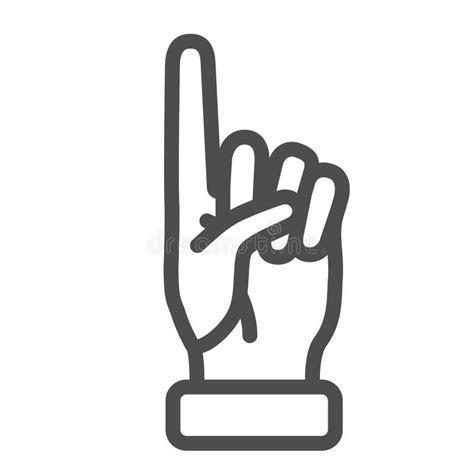 One Finger Up Line Icon Hand Gestures Concept Attention Hand Gesture Sign On White Background