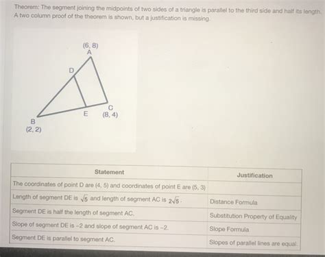 solved theorem the segment joining the midpoints of two