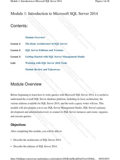 module 1introduction to microsoft sql server 2014 pdf microsoft sql