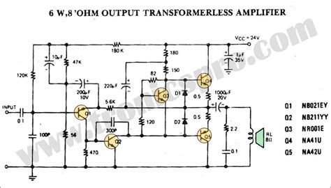 Transformerless Power Amplifier Circuit Diagram Tronicspro