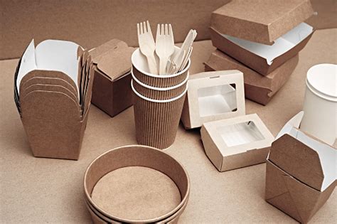종이와 나무 환경 친화적이고 생분해성 일회용 식기 세트 패스트 푸드 카페 0명에 대한 스톡 사진 및 기타 이미지 0명 개인 장식품 개체 그룹 Istock