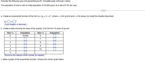 Solved Consider The Following Case Of Exponential Growth Chegg Com