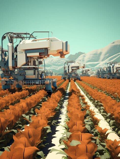 Premium Ai Image A Field Of Crops With A Machine In The Middle Of It