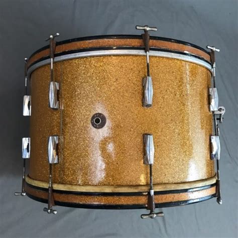 1940s Gretsch In Gold Glitter Glass Orange Tag Vintage Drums