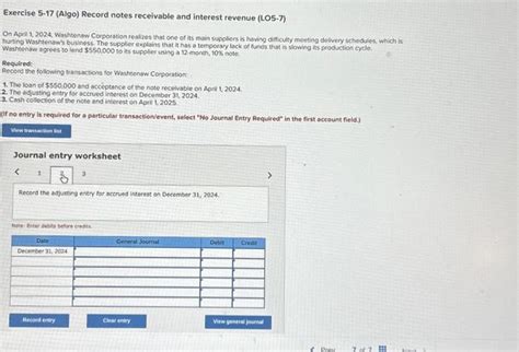 solved exercise 5 17 algo record notes receivable and