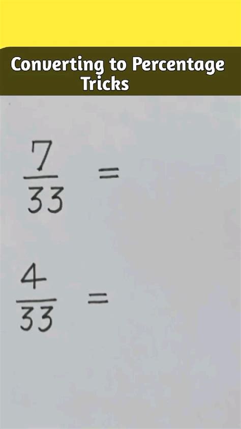 Fraction To Percentage Conversion Tricks