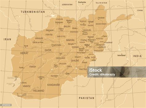 아프가니스탄 지도빈티지 상세한 벡터 일러스트 레이 션 지도에 대한 스톡 벡터 아트 및 기타 이미지 지도 헤라트 아프가니스탄 Istock