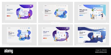 Set Of Business People Analyzing Charts And Profiles Stock Vector Image