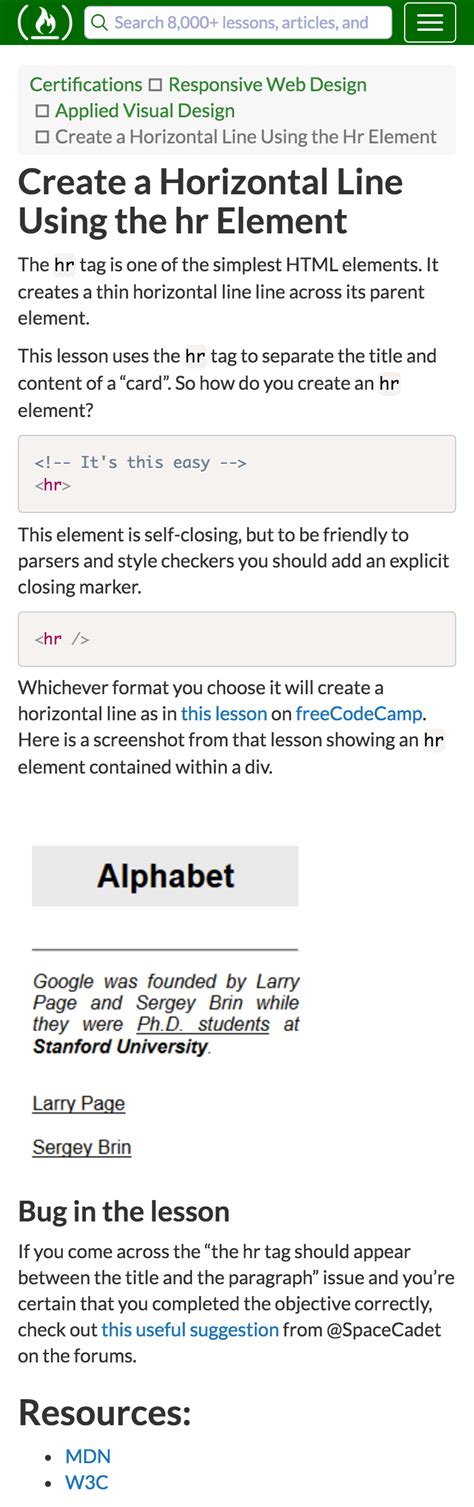 Create A Horizontal Line Using The Hr Element Html Css The Freecodecamp Forum