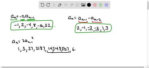 find the first six terms of the sequence defined by each of these