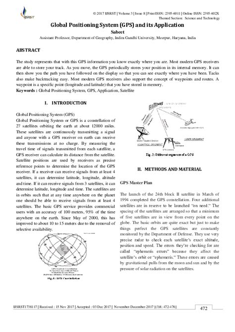 Pdf Global Positioning System Gps And Its Application