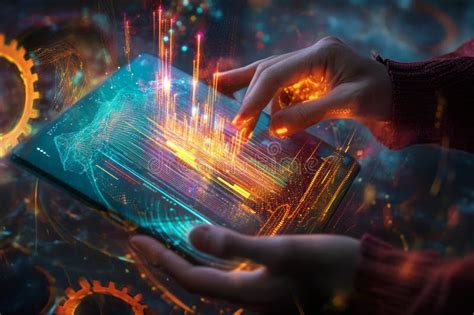 dynamic data analytics and financial growth holographic visuals