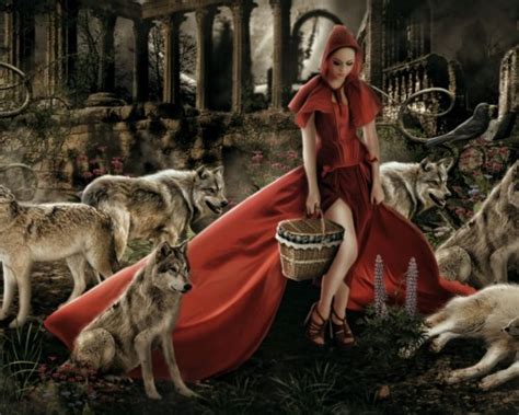 Red Riding Hood Wolf Fantasy Art Wallpaper Red Riding Hood Dark 1920x1080 Wallpaper