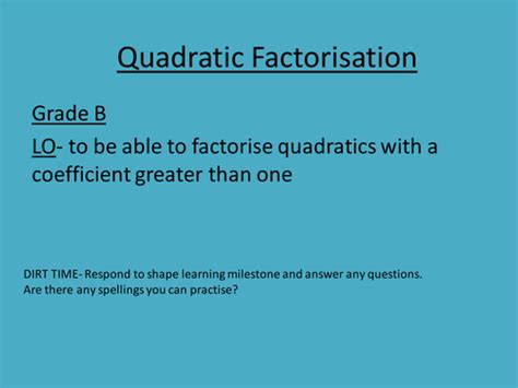 Quadratic Factorisation Teaching Resources