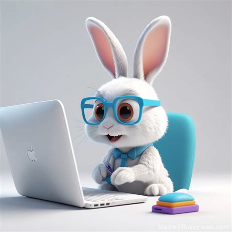 Cute Rabbit Coding In Pixar Style Stable Diffusion Online