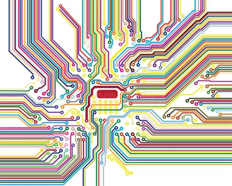 Abstract Colorful Circuit Board Background Circuit Lined Pattern Illustration Stock