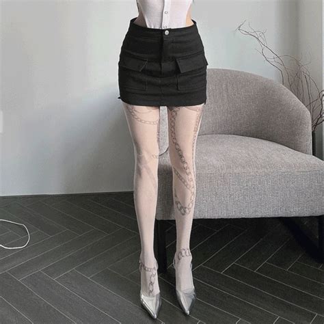 유니크섹시힙 체인 쇠사슬 프린팅 나염 디지털 프린팅 스타킹 체인 스타킹 타투스타킹 타이즈 팬티스타킹 에이블리