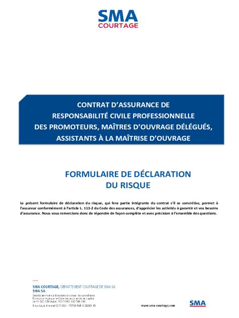 Fillable Online Formulaire De Declaration Du Risque Cla Courtage Fax