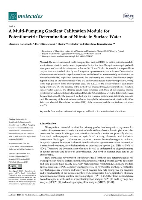 Pdf A Multi Pumping Gradient Calibration Module For Potentiometric Determination Of Nitrate In