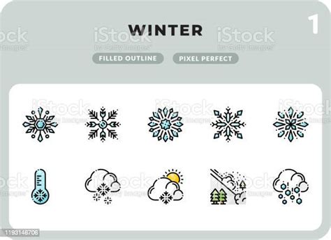 Ui에 대한 겨울 채워진 아이콘 팩 웹 디자인 및 웹 사이트 응용 프로그램에 대한 픽셀 완벽한 얇은 라인 벡터 아이콘 세트 나무에 대한 스톡 벡터 아트 및 기타 이미지