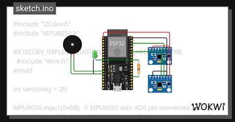Gyro Detection Using Esp32 2x Mpu6050 Wokwi Esp32 Stm32 Arduino