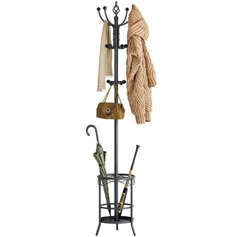 Tajsoon Coat Rack Stand With Umbrella Holder Free Standing Coat Hanger