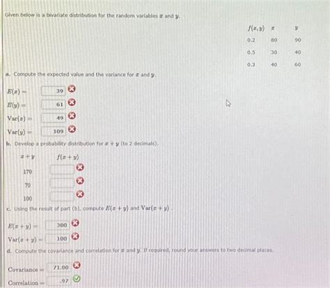Solved Given Below Is A Bivariate Distribution For The
