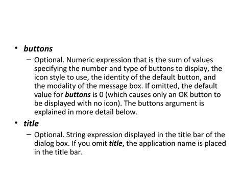 The Msg Box Function And The Messagebox Class Ppt