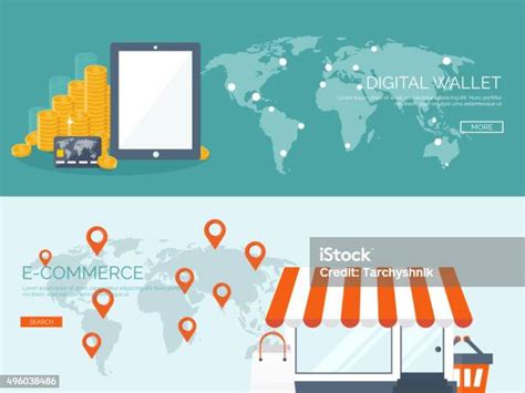 벡터 일러스트레이션 평편 헤더부 쇼핑 있습니다 웹 상점 글로벌 커뮤니케이션 거래 2015년에 대한 스톡 벡터 아트 및 기타 이미지 2015년 가방 구매 Istock
