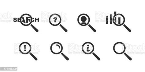 돋보기 벡터 연구 아이콘 세트입니다 기호 확대 돋보기 검색 확대 루페 확대 검색 도구 검사 보기에 대한 스톡 벡터 아트 및 기타 이미지 Istock