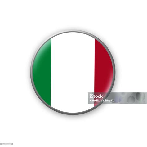 이탈리아 국기 이탈리아 국기의 색상으로 둥근 배지 흰색 배경에 고립되어 있습니다 디자인 요소 3d 그림 이탈리아 국기에 대한
