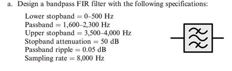 Solved A Design A Bandpass Fir Filter With The Following