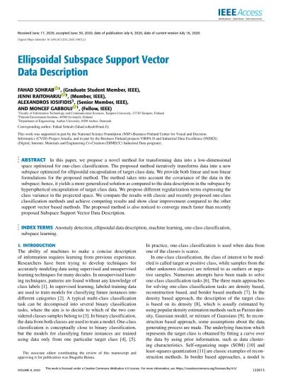 Ellipsoidal Subspace Support Vector Data Description