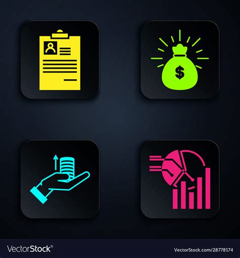 Set Pie Chart Infographic Clipboard With Resume Vector Image