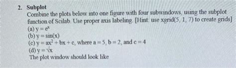 Solved 2 Subplot Combine The Plots Below Into One Figure