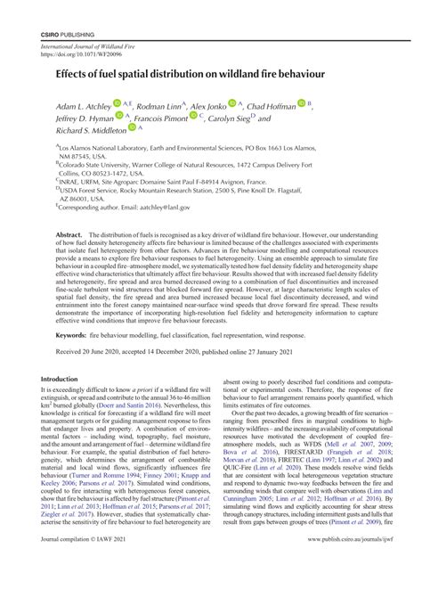 Pdf Effects Of Fuel Spatial Distribution On Wildland Fire Behaviour
