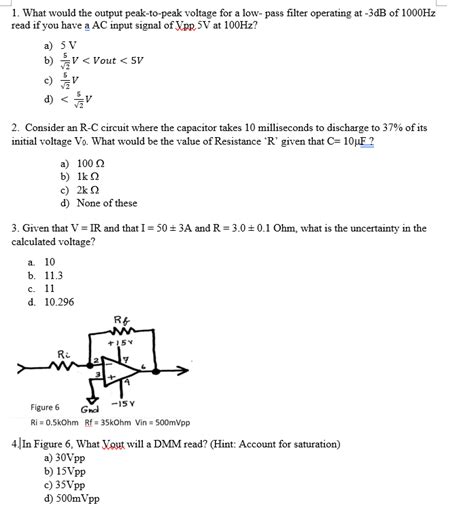Solved What Would The Output Peak To Peak Voltage For A Chegg