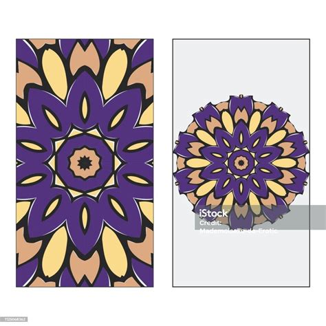 만다라 장식 요가 스튜디오와 전단지 초대장 카드 두 디자인 서식 파일 브로셔의 집합입니다 벡터 일러스트 레이 션 0명에 대한 스톡 벡터 아트 및 기타 이미지 Istock