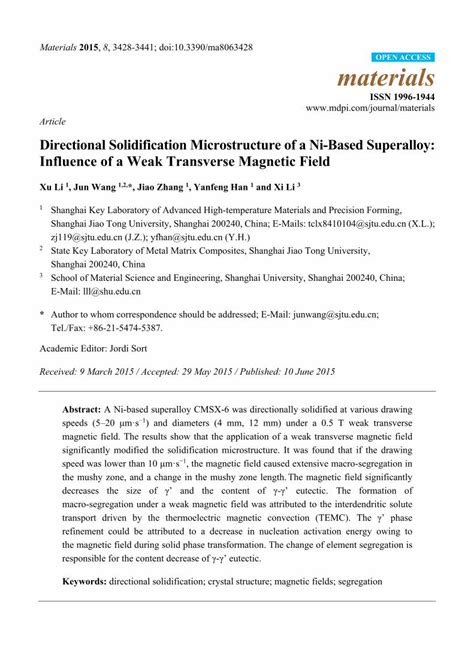 Pdf Directional Solidification Microstructure Of A Ni Based Solidification Microstructure