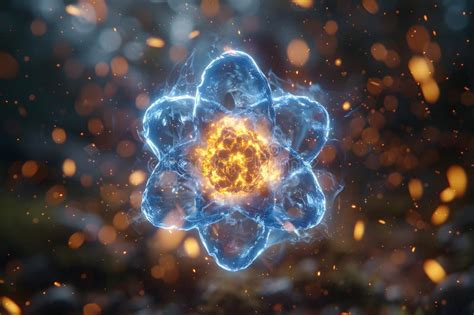 Abstract Glowing Atom Design For Science And Technology Projects Generative Ai Stock