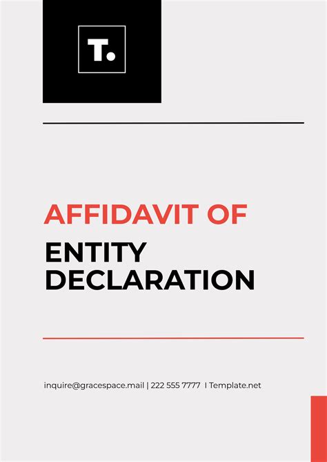 Free Affidavit Of Entity Declaration Template To Edit Online