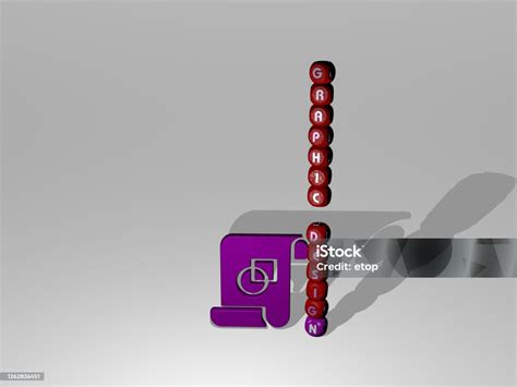 개념 의미와 슬라이드 쇼 프리젠 테이션을위해 거울 바닥에 금속 입방 문자로 정렬 된 벽과 텍스트에 아이콘이있는 그래픽 디자인의