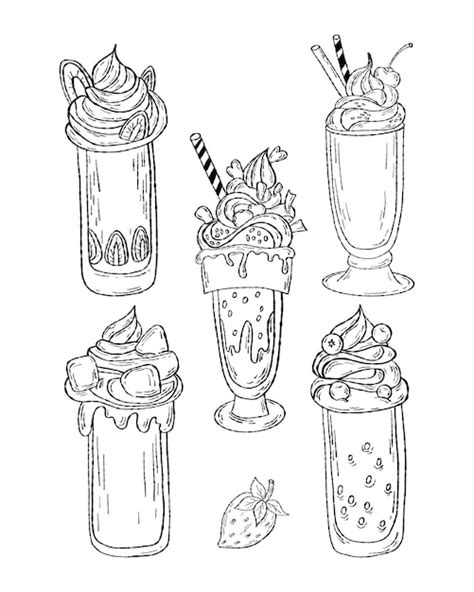 Premium Vector Collection Outline Sweet Food Desserts And Cream