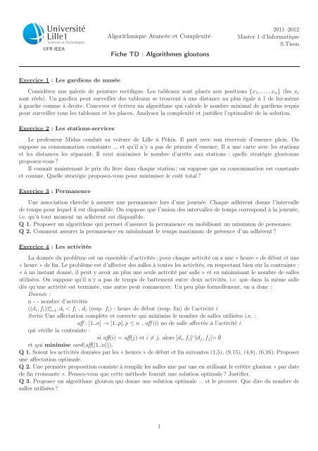 Algorithmes Gloutons FIL