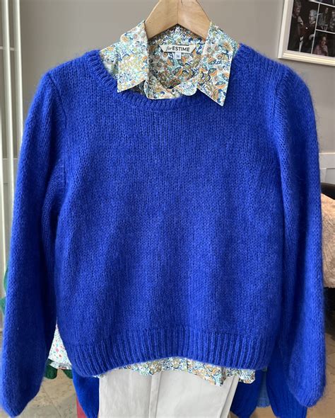 Pull Col Rond Bleu Intense Doux Et Chaud Pour Seniors Forestime